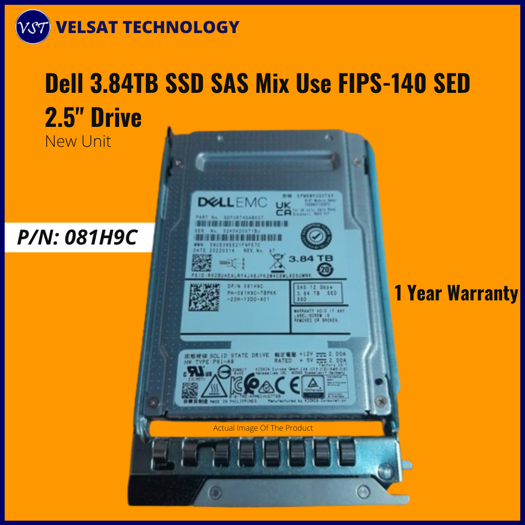 Dell EMC 3.84TB SSD SAS Mix Use FIPS-140 SED 2.5" 081H9C Drive - Velsat ...